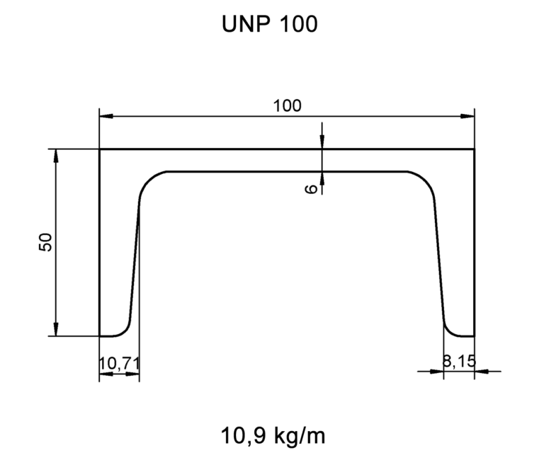 Ferro A U Serie Normale UPN100 100x50x6 Mm S275
