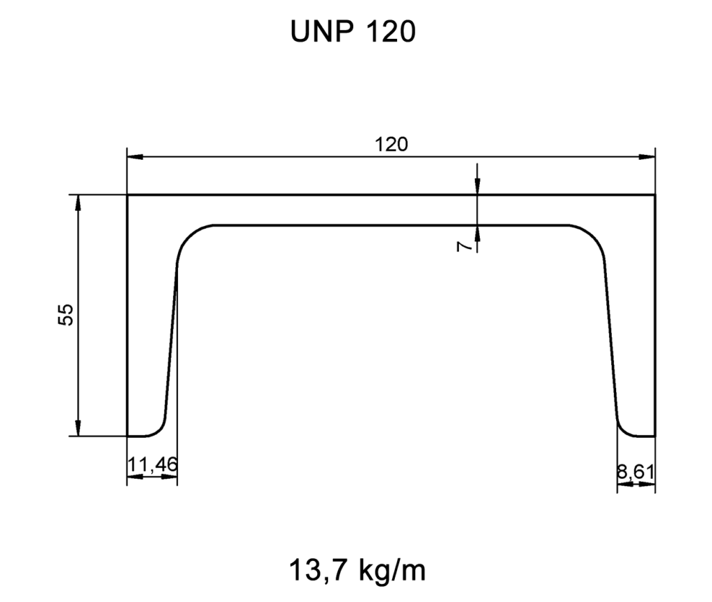 Ferro A U Serie Normale UPN120 120x55x7 Mm In S275