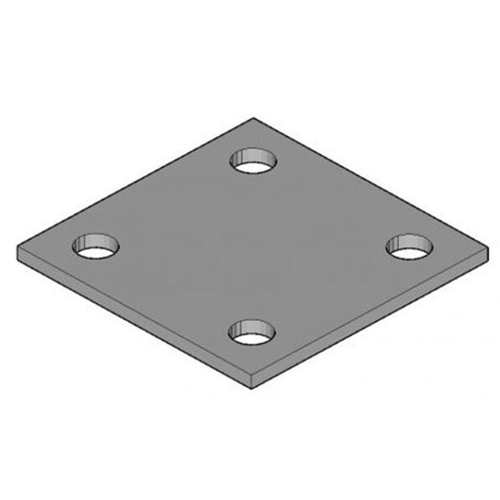 Piastra Di Ancoraggio In Ferro 200x200x8 Mm Ø 16 Forata