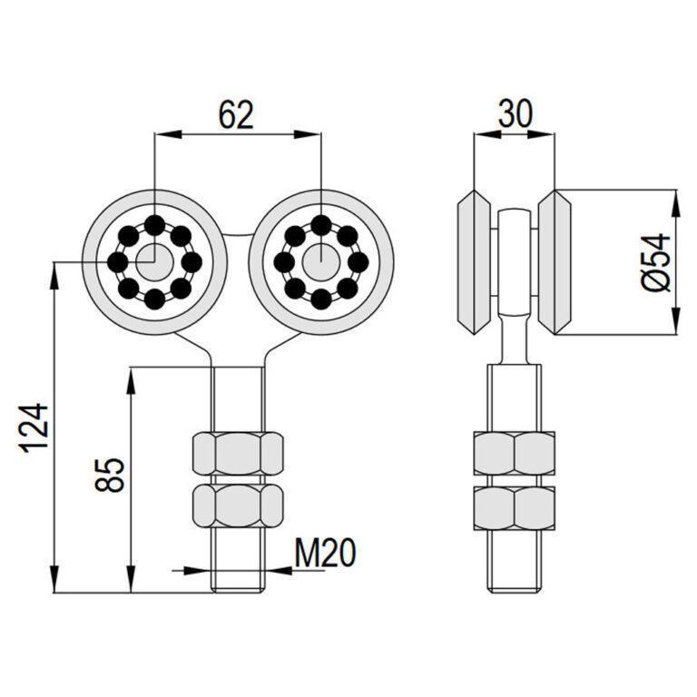 Carrello Fisso 4 Ruote Per Monorotaia Grande