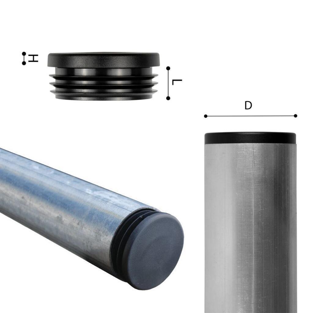 Tappo Tondo In Pvc Nero A Infilare A Pressione Diametro 76 Mm